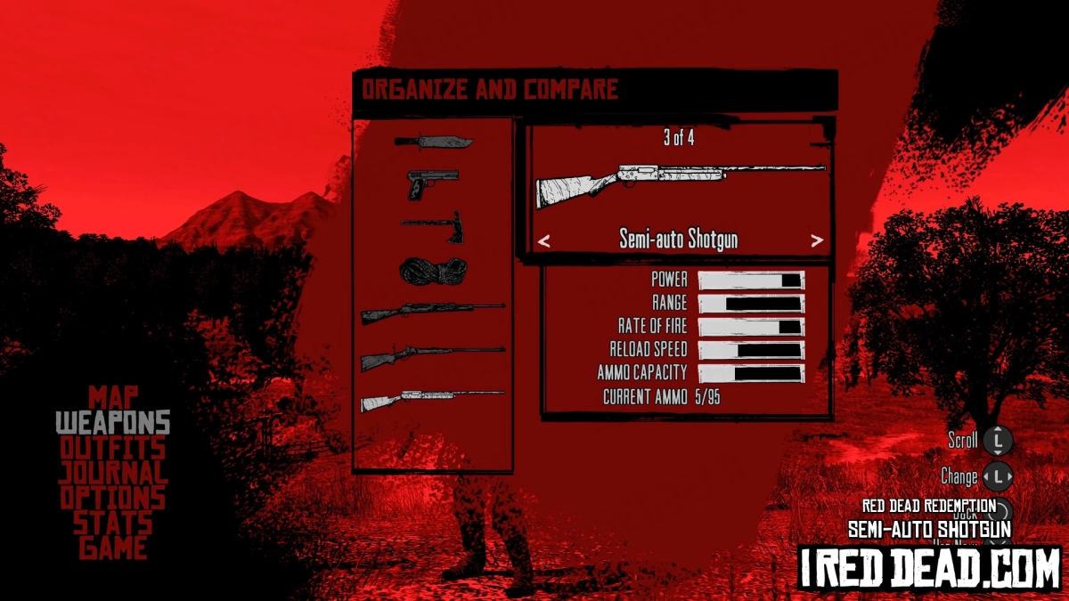 Red Dead Redemption Weapons Semi Auto Shotgun Menu
