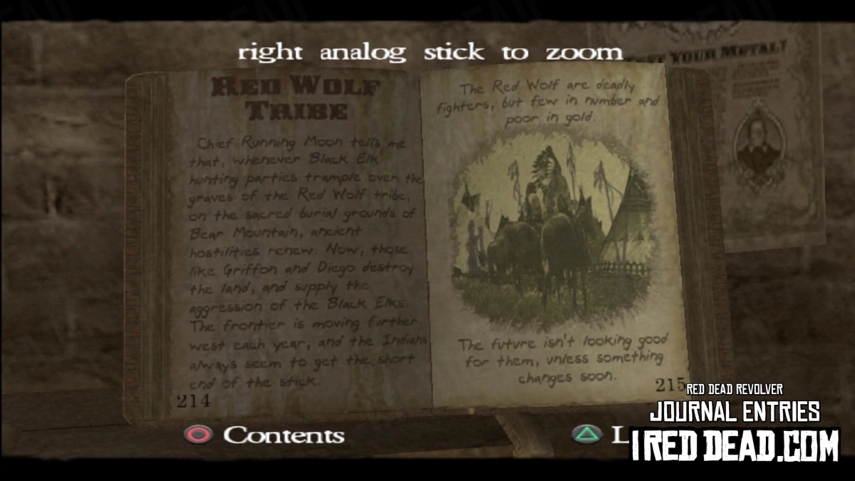Red Dead Revolver Journal Entry 108 - Red Wolf Tribe