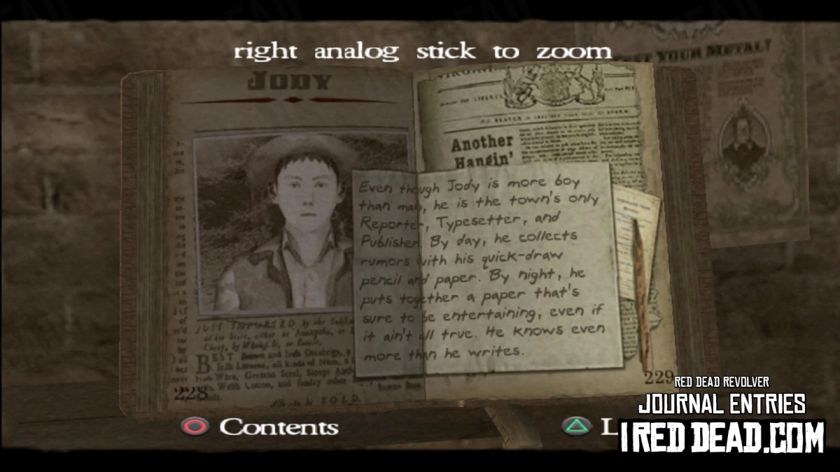 Red Dead Revolver Journal Entry 115 - Jody