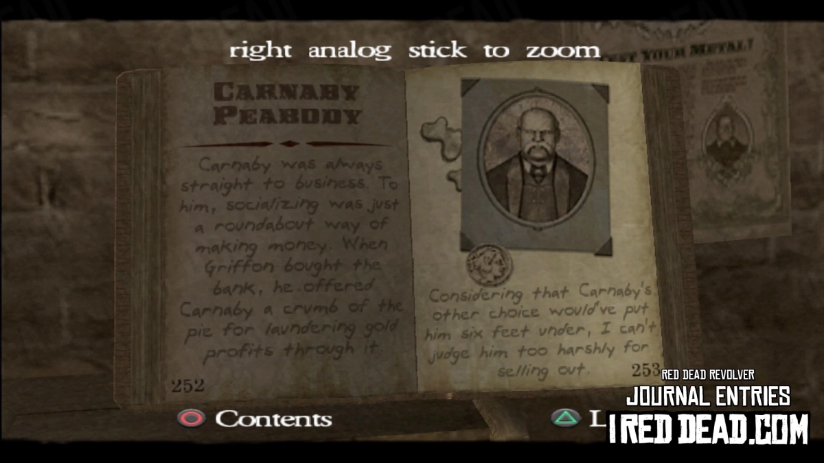 Red Dead Revolver Journal Entry 127 - Carnaby Peabody