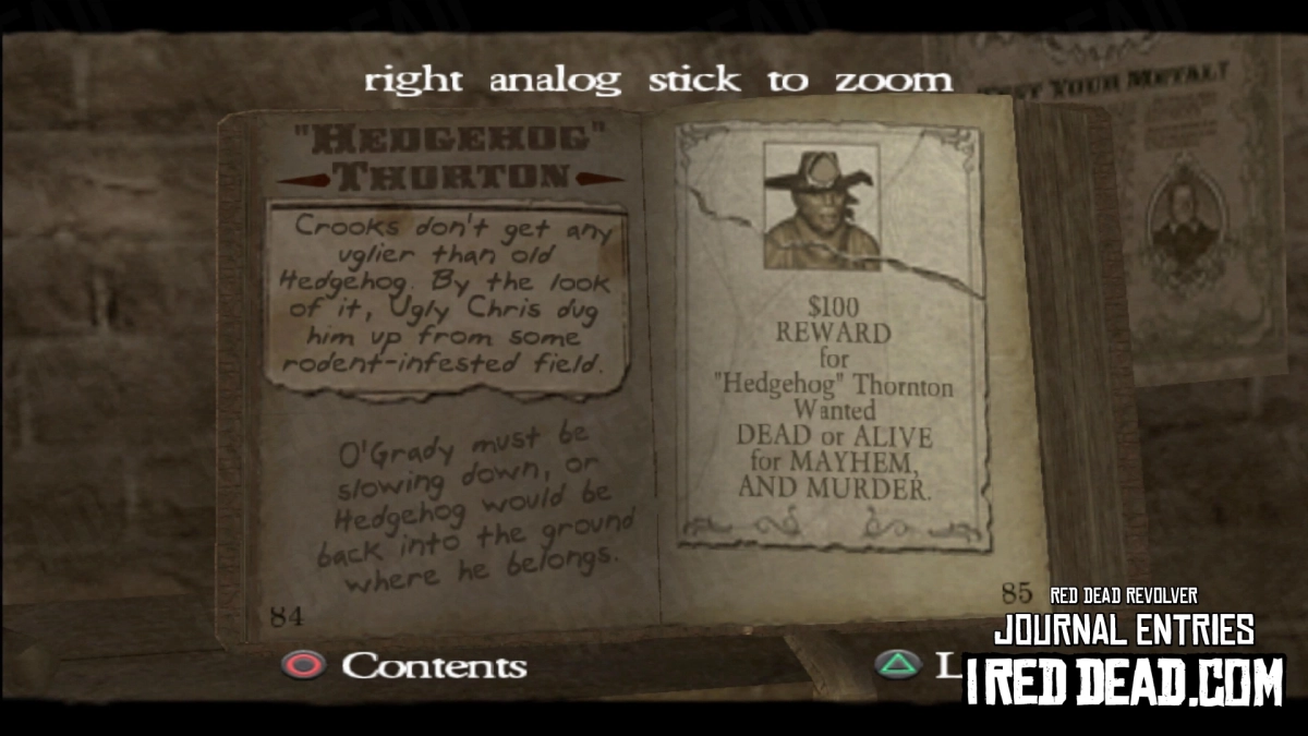 Red Dead Revolver Journal Entry 43 - "Hedgehog" Thornton