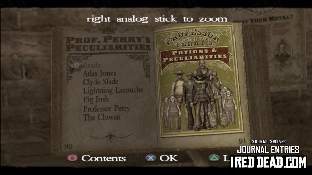 Red Dead Revolver Journal Entry 46 - Prof. Perry's Peculiarities Index