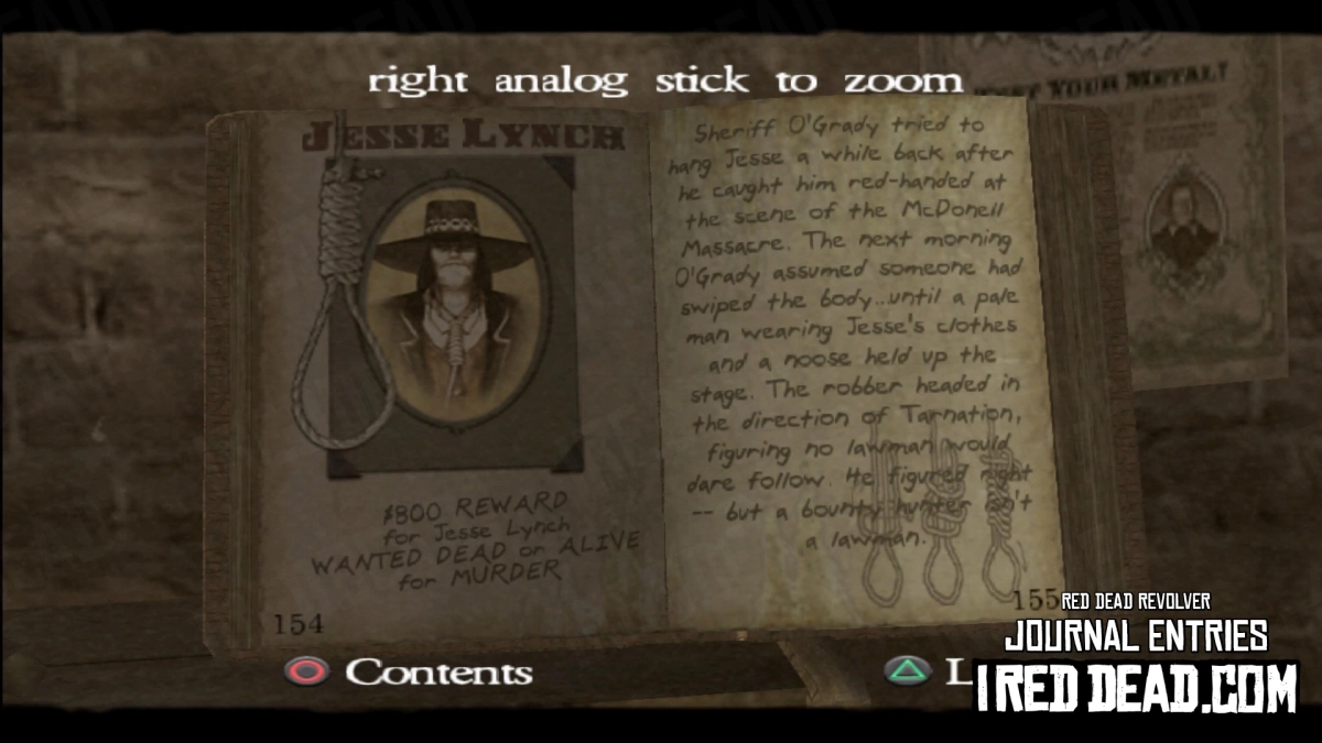 Red Dead Revolver Journal Entry 78 - Jesse Lynch