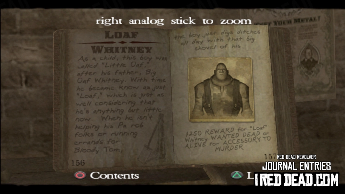 Red Dead Revolver Journal Entry 79 - Loaf Whitney
