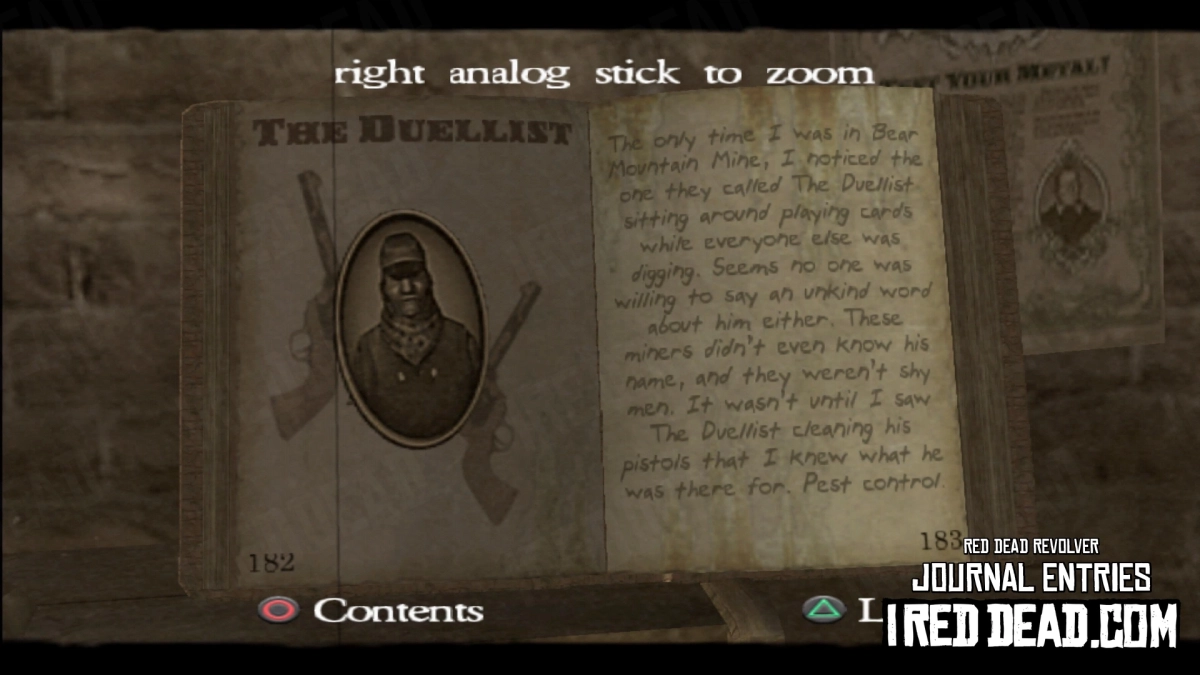 Red Dead Revolver Journal Entry 92 - The Duellist