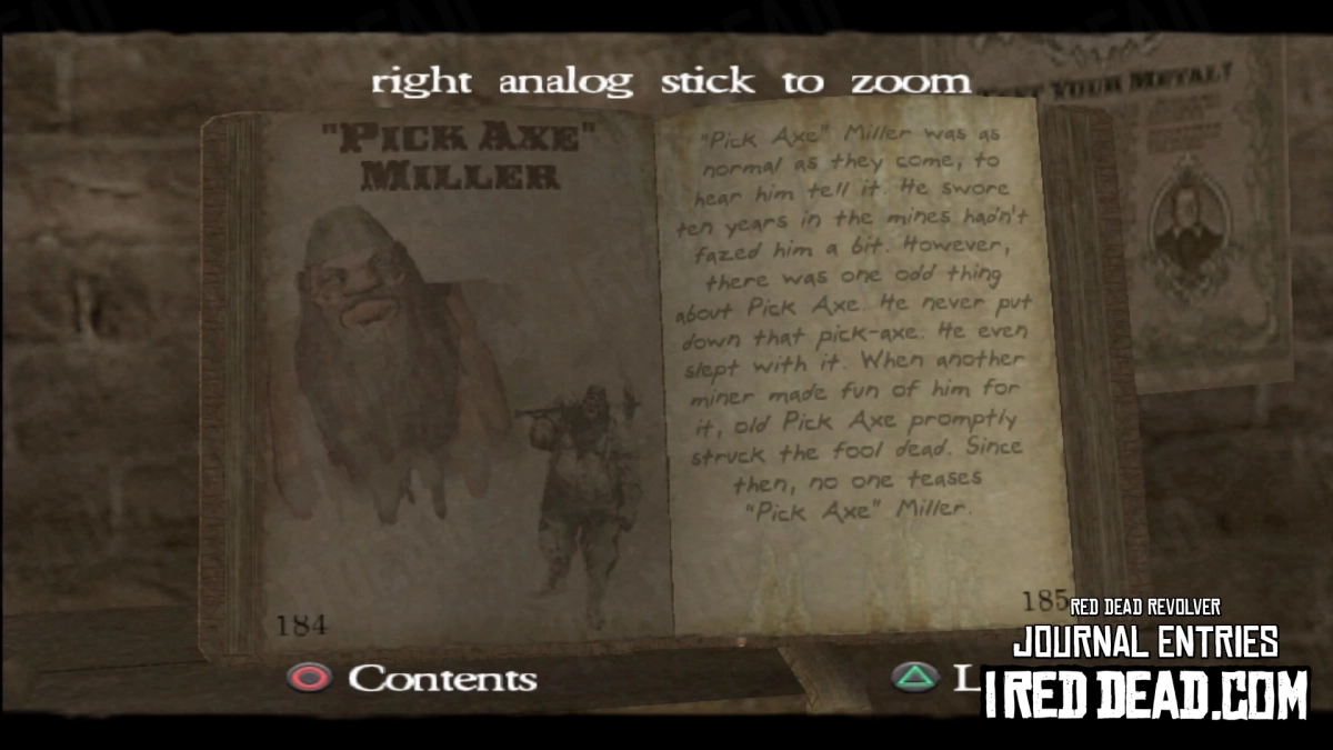 Red Dead Revolver Journal Entry 93 - "Pick Axe" Miller