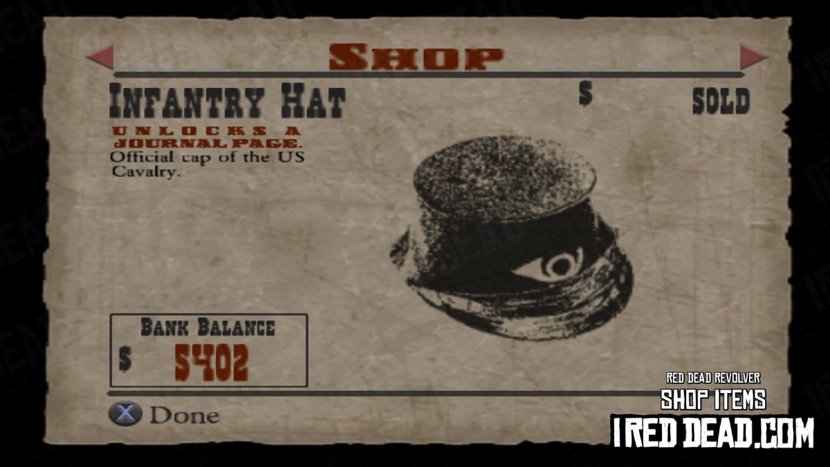 Red Dead Revolver Shop Item Infantry Hat