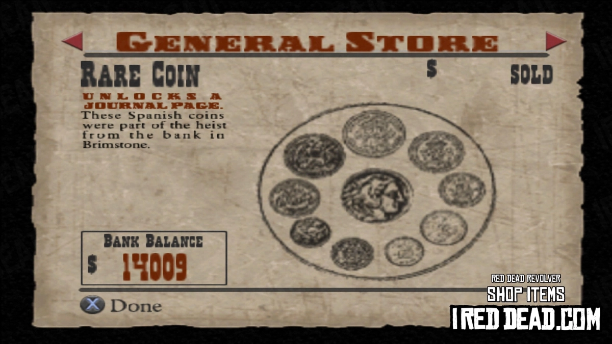 Red Dead Revolver Shop Item Rare Coin