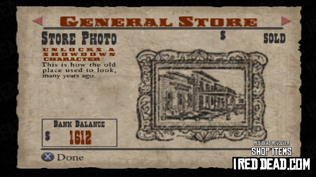 Red Dead Revolver Shop Item Store Photo
