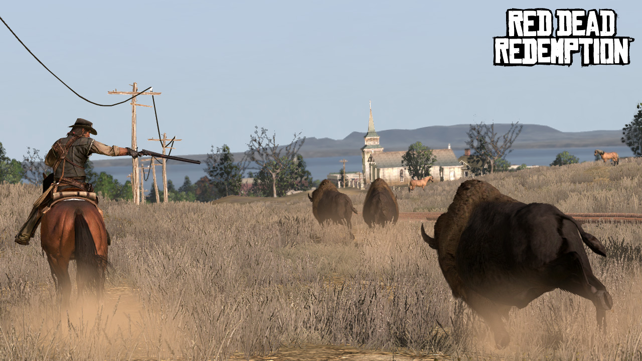 Buffalo around Blackwater - Red Dead Redemption